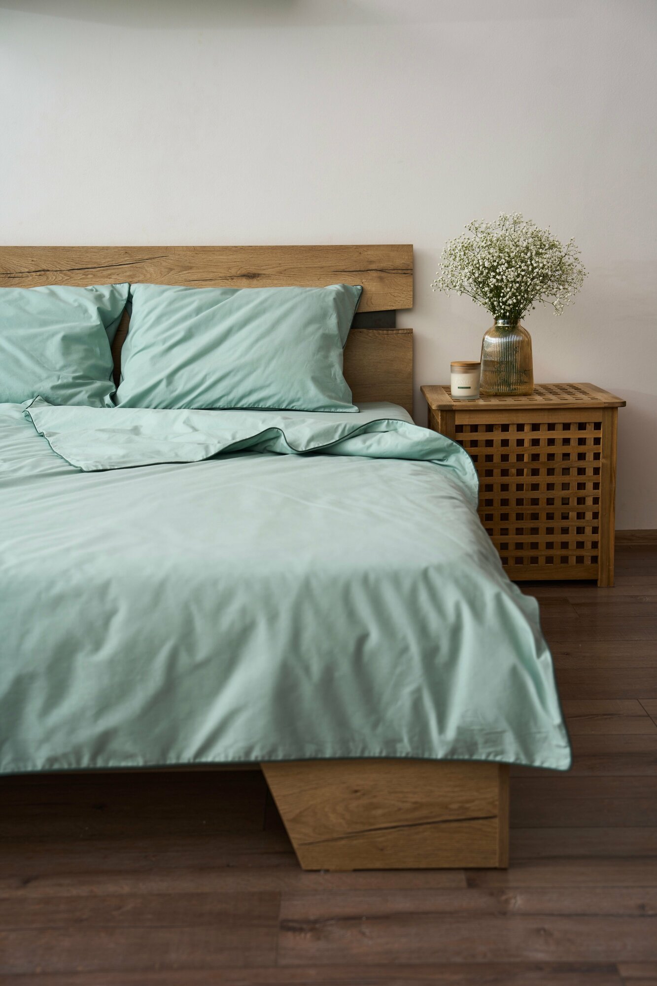 Комплект 1,5-спального постельного белья Esthetic Home нефритовый с кантом