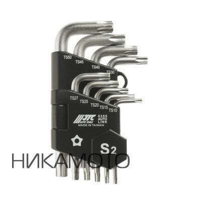 JTC JTC5355 Набор ключей TORX пятилучевых Г-образных с отверстием ТS10-ТS50 9шт