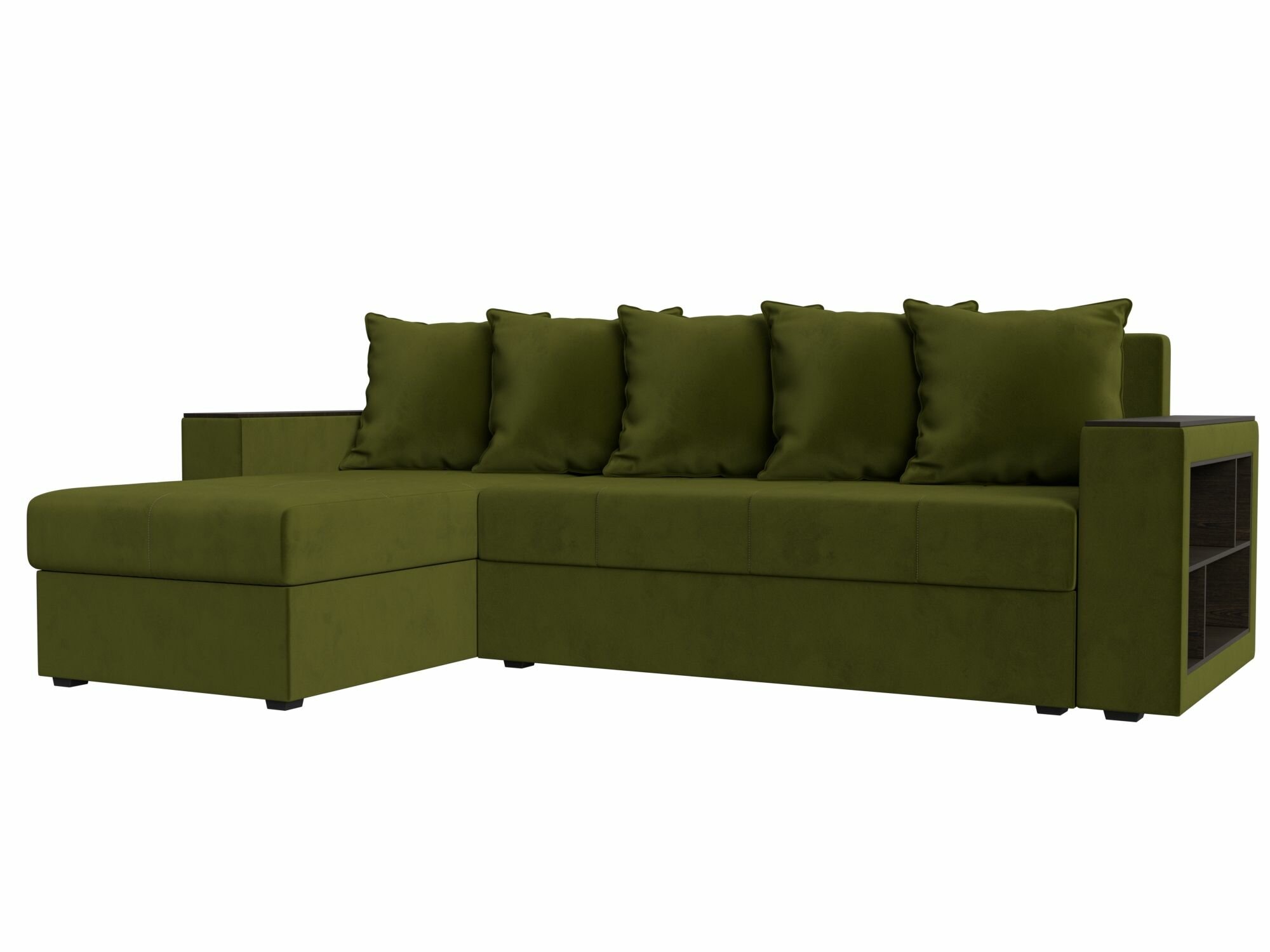 Диван угловой Дубай Лайт левый угол, микровельвет зеленый