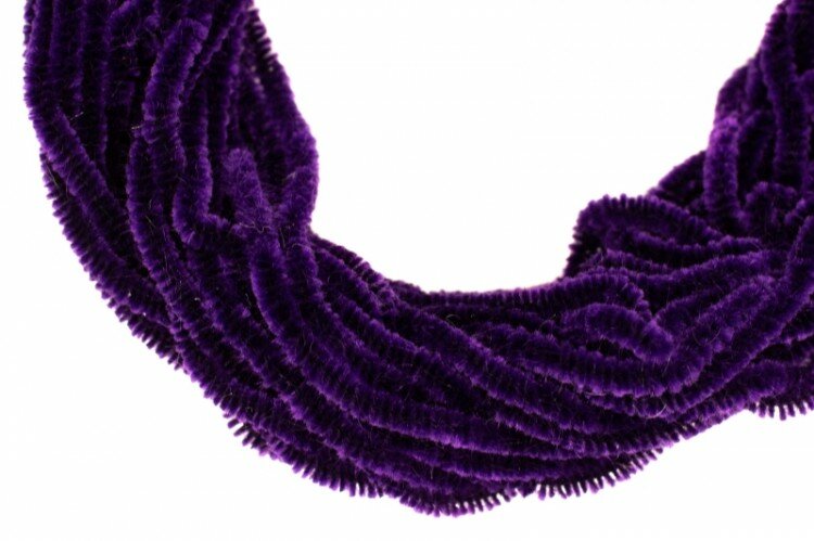 Синель шелковая Au Ver a Soie 3-3,5мм, цвет 3336 темно-фиолетовый, 56-025, 1м