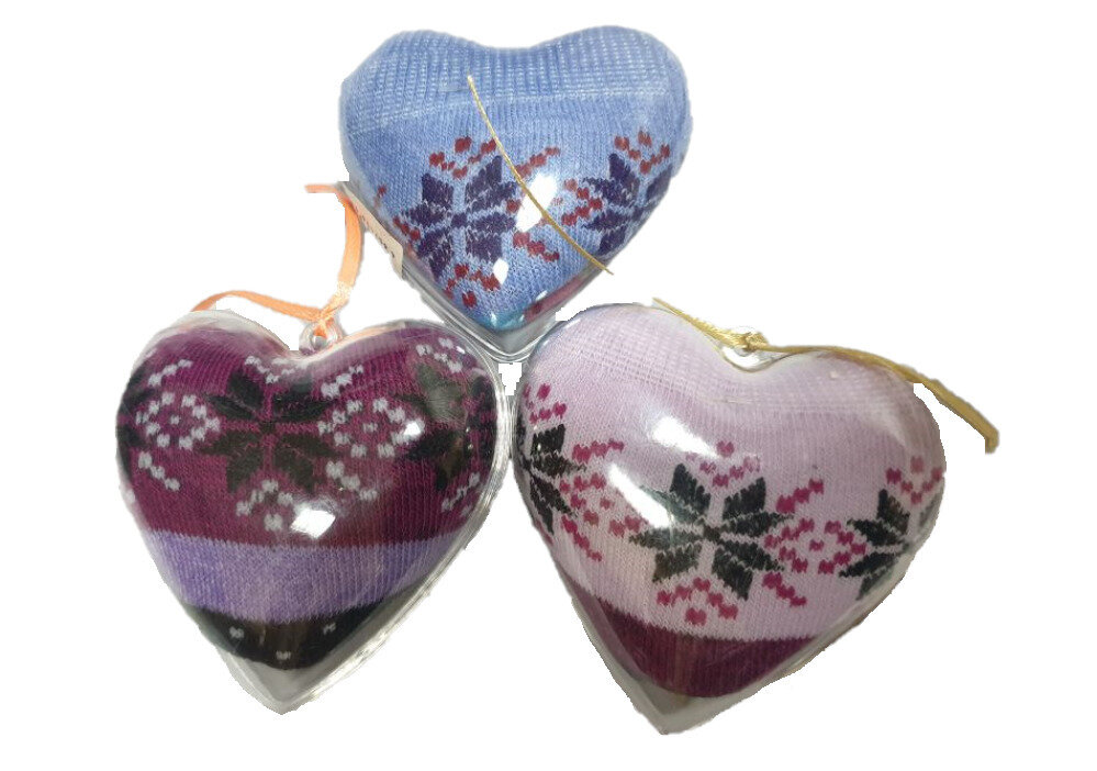 Сувенир подарочный "Сердца" 80мм с носочками набор 3 шт.