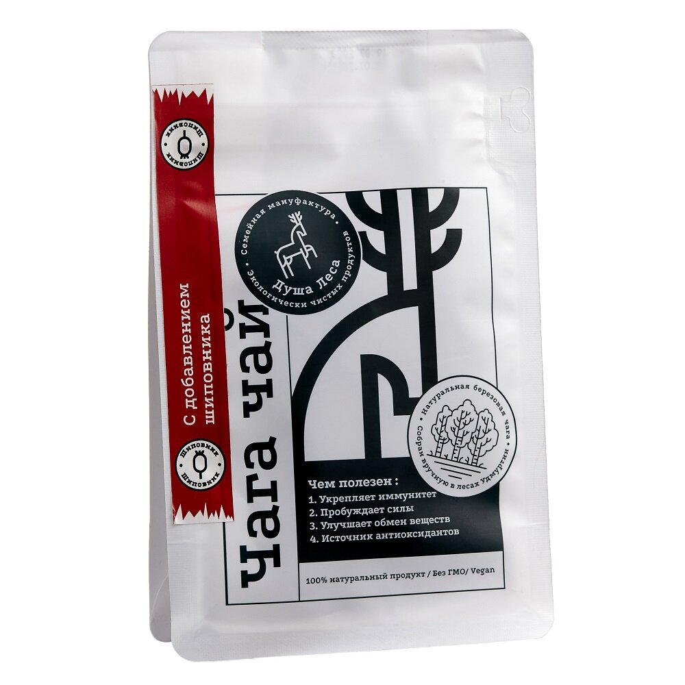 Чага чай с шиповником 100 г. Душа леса.