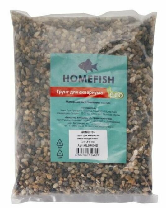Homefish Грунт для аквариума смесь натуральная, 3-5 мм, 1 кг