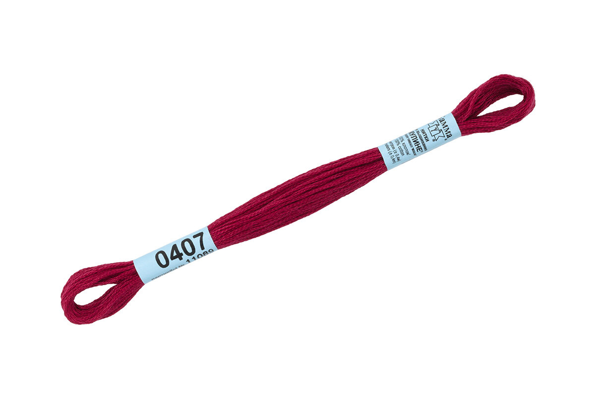 Мулине GAMMA нитки для вышивания 8м. 0407 бордовый, 1 штука.