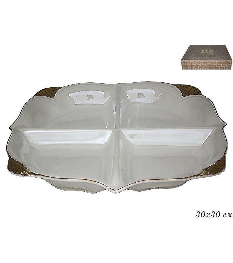 Менажница 30х30 см перламутр белый 1 шт.