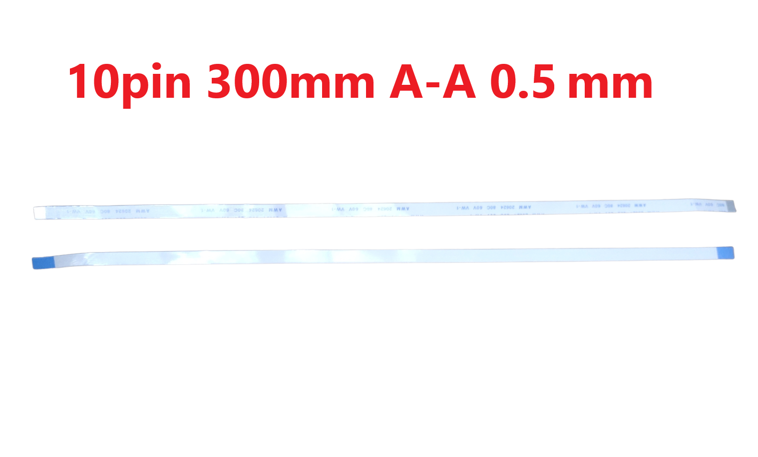 Шлейф FFC 10-pin Шаг 0.5mm Длина 30cm Прямой A-A AWM 20624 80C 60V VW-1