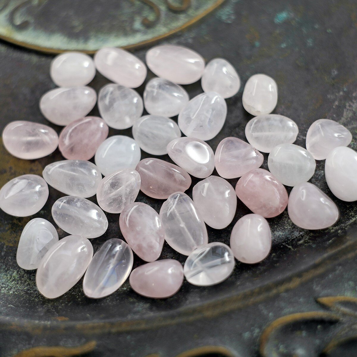 Кварц Бусины натуральные 20 г, овал, цвет розовый, размер 8-15x7-12x4-12 мм
