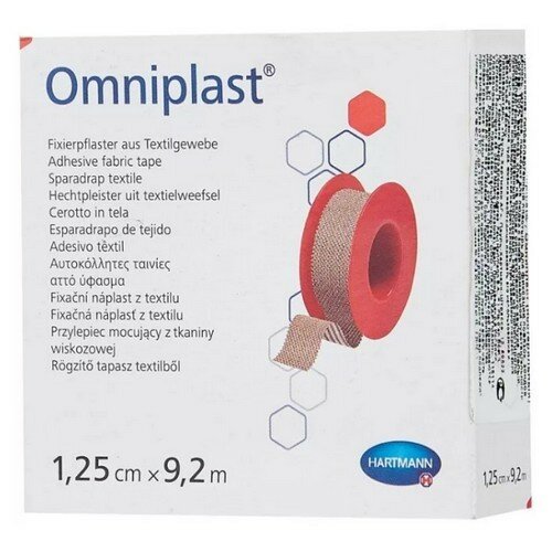 Hartmann OMNIPLAST Пластырь из текстильной ткани телесный Омнипласт 1,25 см х 9,2 м (2 шт)