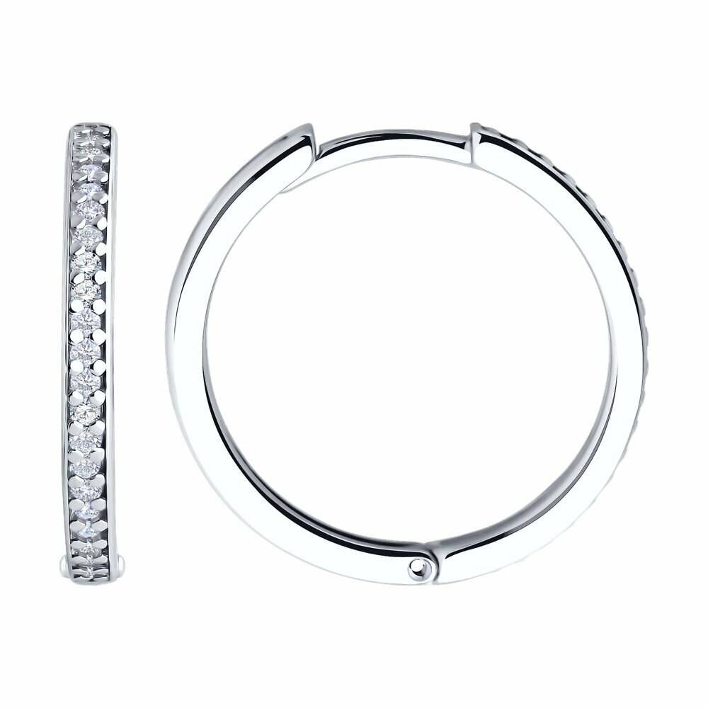 Серьги, серебро, 925 проба, родирование, фианит