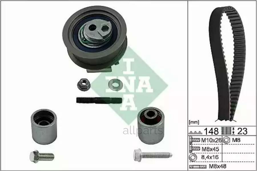 INA 530 0445 10 Комплект ГРМ AUDI/VW 2.0I 2003 => (ролик 3шт+ремень 148x23)