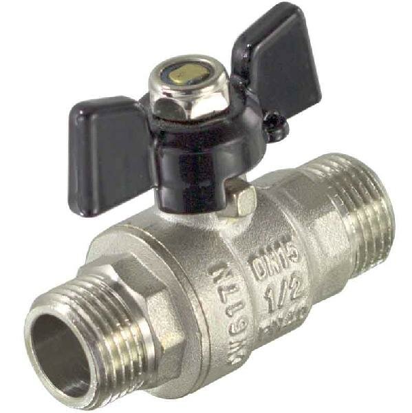 Кран шаровой никель 1/2" ш/ш бабочка TIM DE1217X