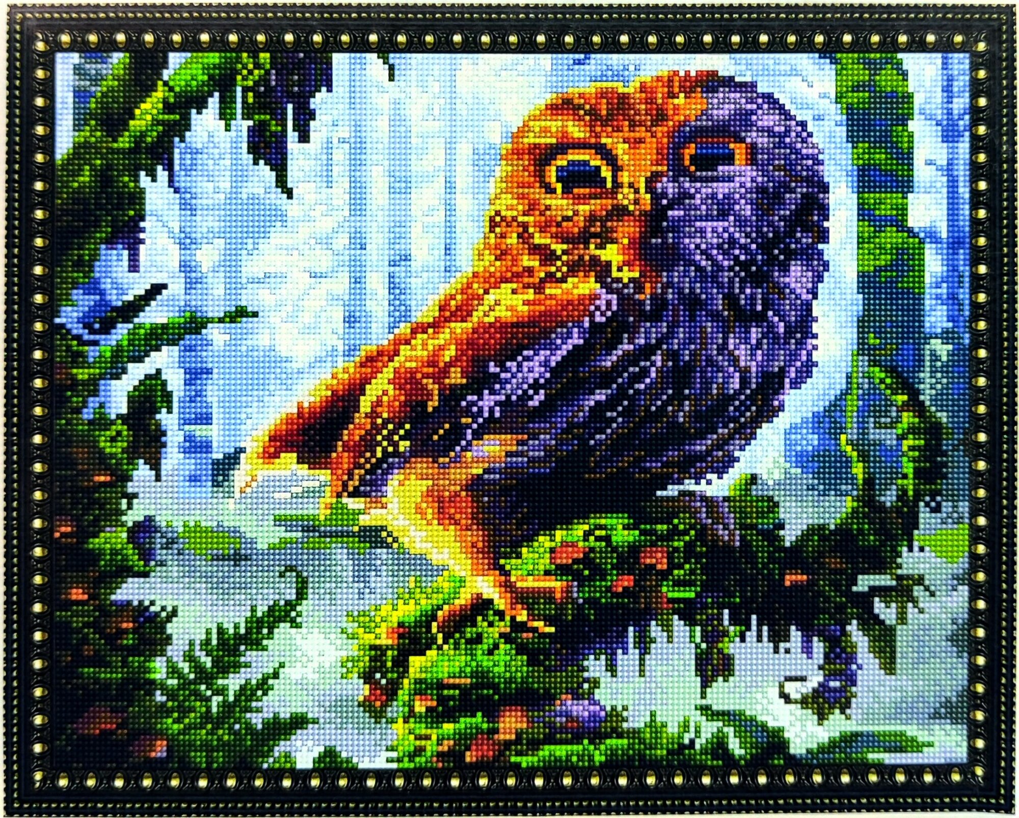 Алмазная мозаика 40x50см круглые стразы птицы, природа, лес, сова, сокол
