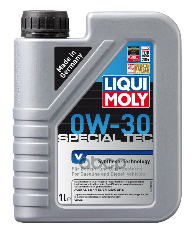 LIQUI MOLY 0W-30 Special Tec V, API SL/CF, 1л (HC-синт. мотор. масло) для VOLVO