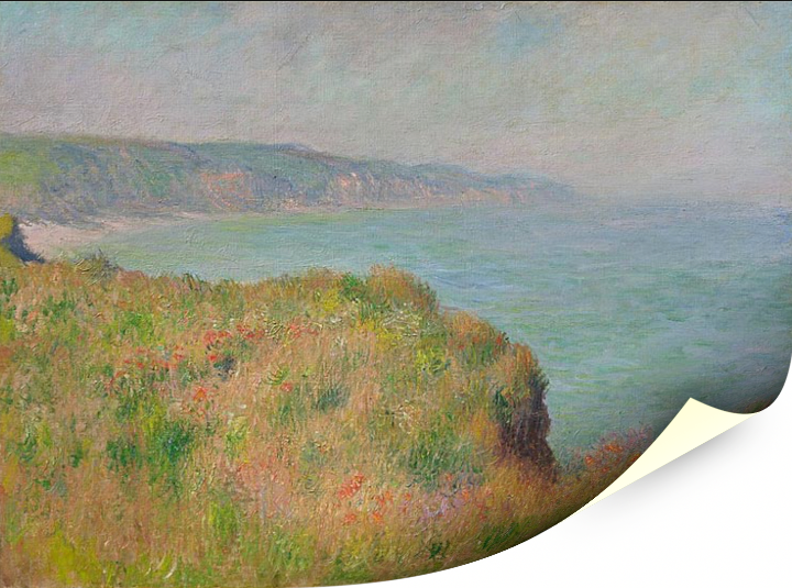 "Утес в Пурвиле", Моне, Клод, картина (репродукция) (40х29 см / без подрамника)