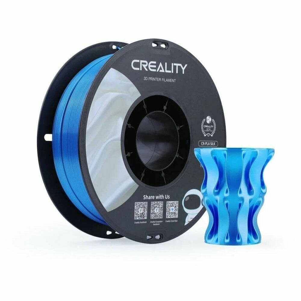 Катушка CR-Silk Blue пластика Creality, голубой, 1,75 мм 1кг, для 3D принтеров 3301120006
