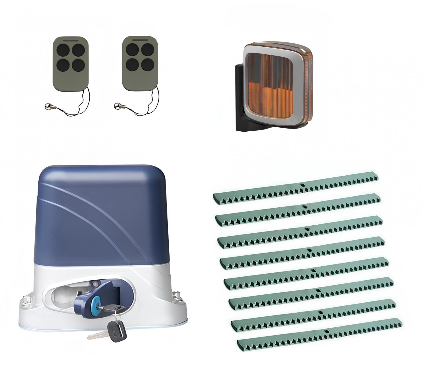 Автоматика для откатных ворот KSL-1300 KIT-L2K8, комплект: привод, 2 пульта, лампа, 8 реек