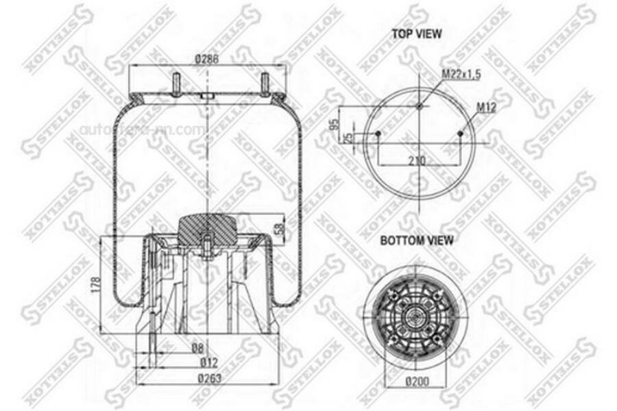 STELLOX 9092924SX пневмопод. со стак. ! пластик 2шп. M12, 1шт. M22\SAF