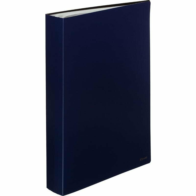 Папка файловая на 60 файлов Комус A4 25 мм синяя с внутренним карманом толщина обложки 0.8 мм, 172103