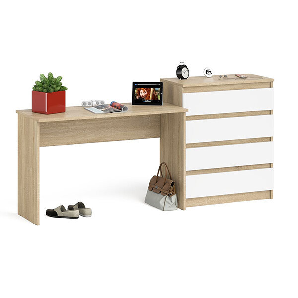 Стол письменный Мори МСП1200.1 + Комод МК800.4, цвет дуб сонома/белый