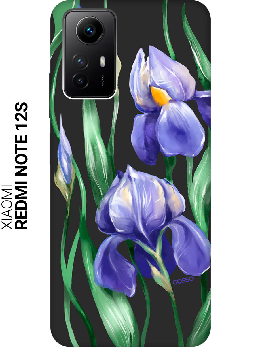 Силиконовый чехол на Xiaomi Redmi Note 12s / Сяоми Редми Ноут 12с с рисунком "Amazing Irises" Soft Touch черный