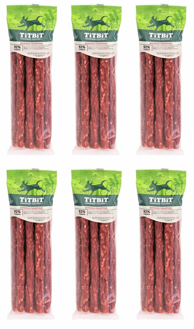 Titbit Лакомство для собак Золотая коллекция Колбаски Пикантные, 80 г, 6 шт
