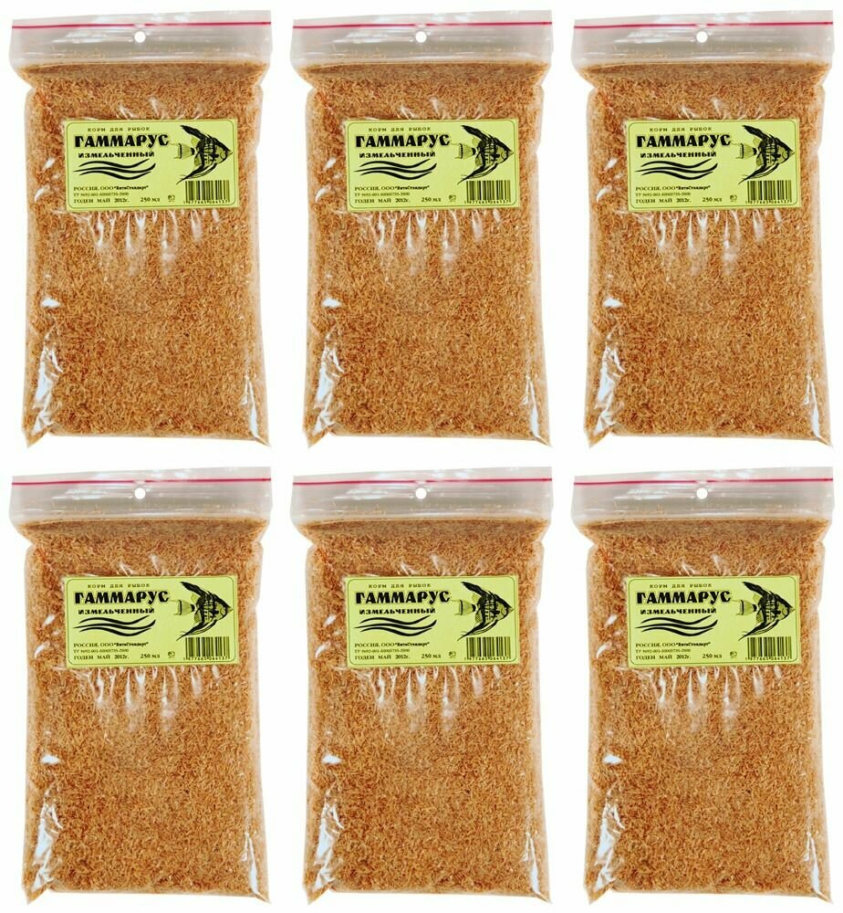 ВитаСтандарт Корм для рыб Гаммарус измельченный, 250 мл, 6 шт