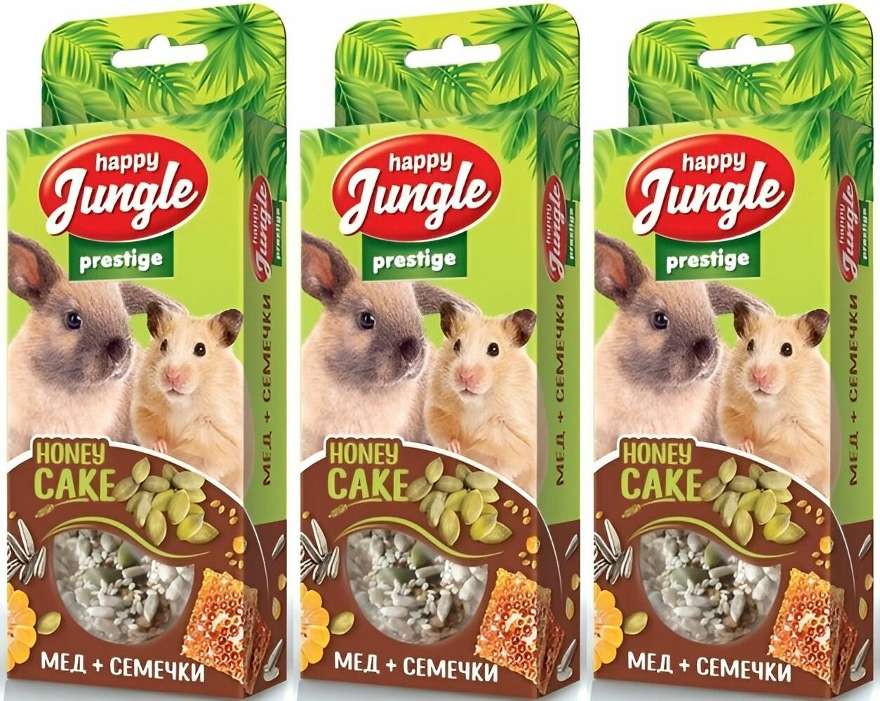 Happy Jungle Лакомство для грызунов Prestige Корзинки мед+семечки, 3 шт в уп, 3 уп