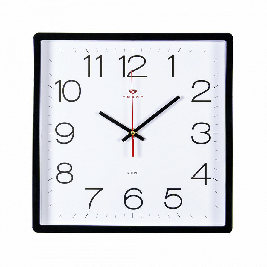 Часы настенные 3028-141В 30х30см черные «Классика»
