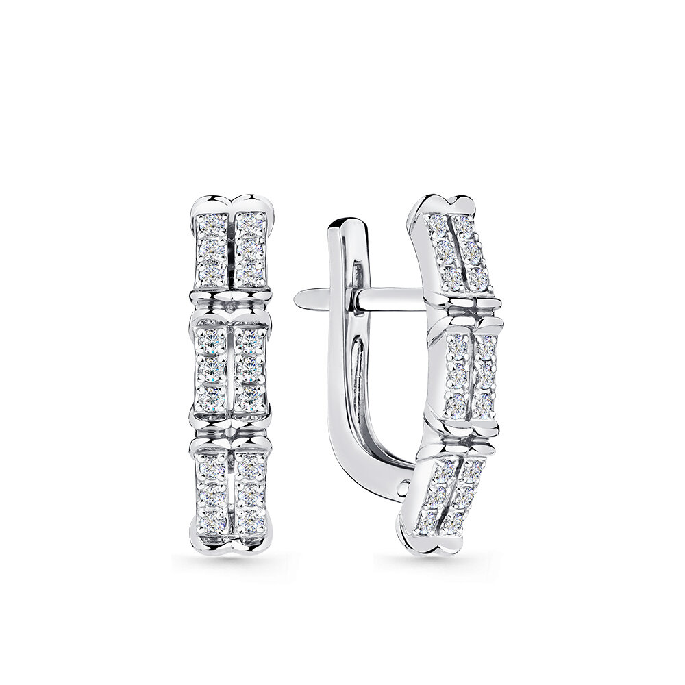 Серьги, белое золото, 585 проба, бриллиант