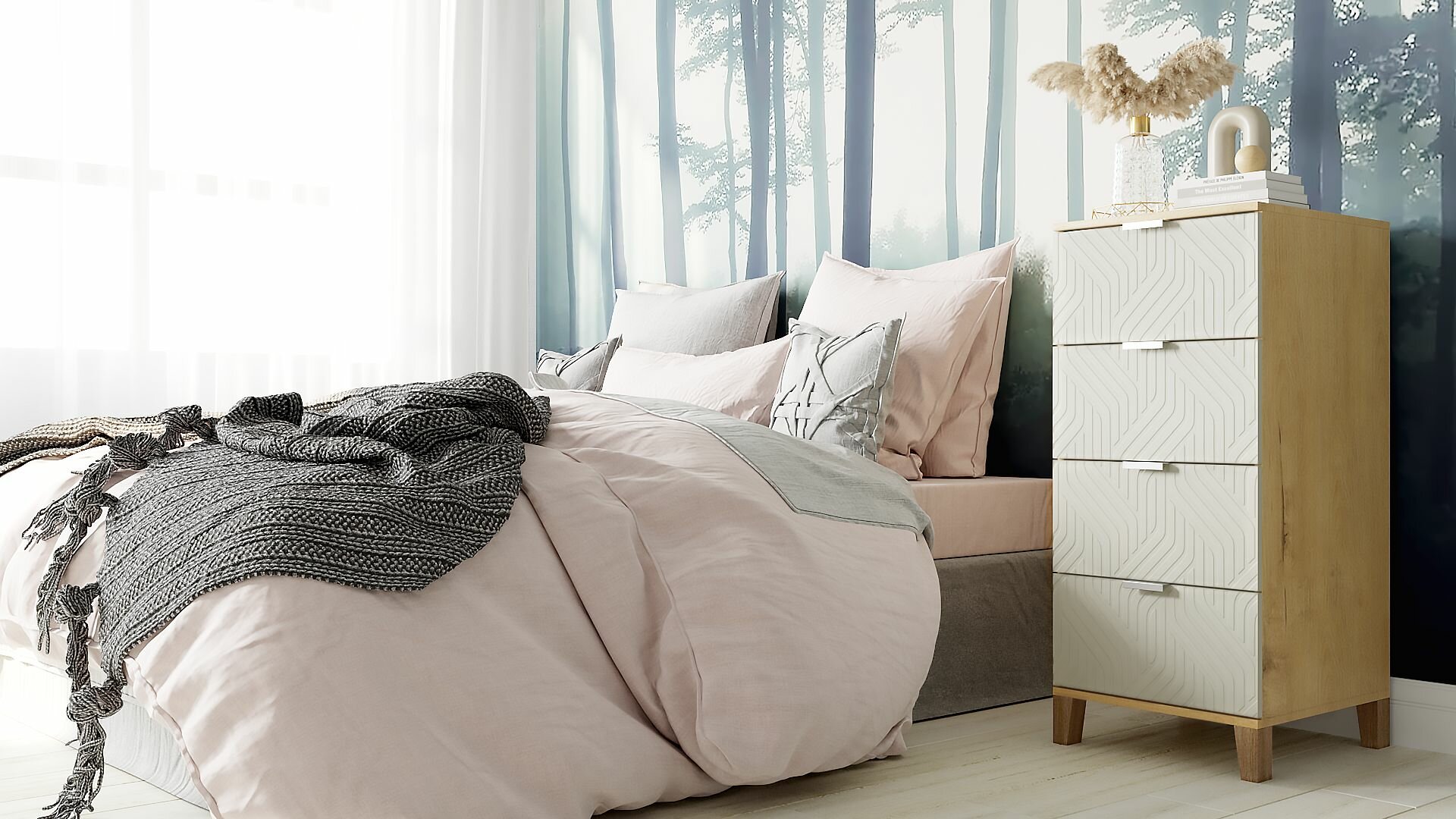 Комод с ящиками для одежды Йорк 6 с 4 ящиками 50 х 40 х 100 см