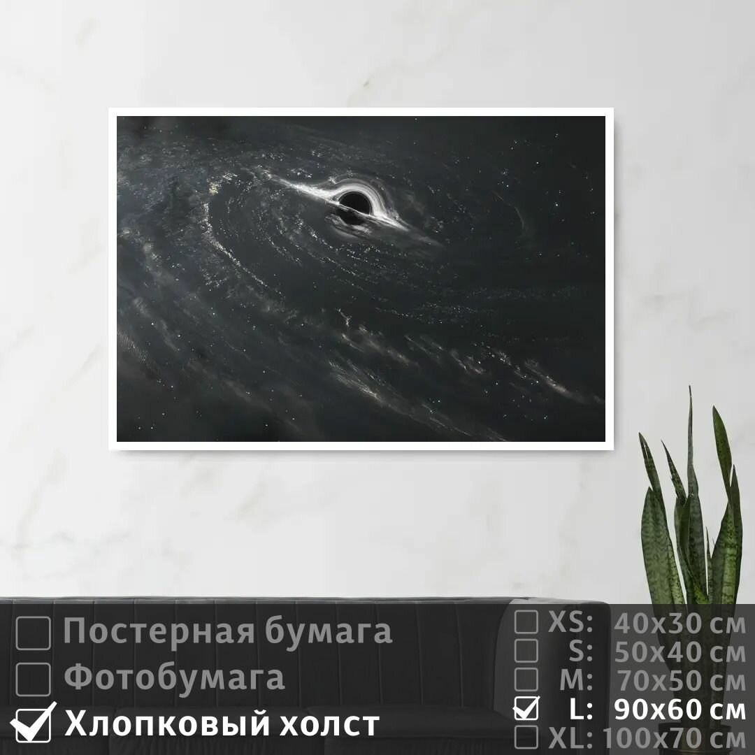 Постер на холсте Черная Дыра В Космическом Пространстве 90х60 см ПолиЦентр