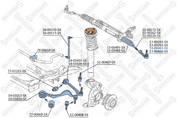 Наконечник рулевой левый BMW E84 E90 E9 перед Stellox 51-00465-SX