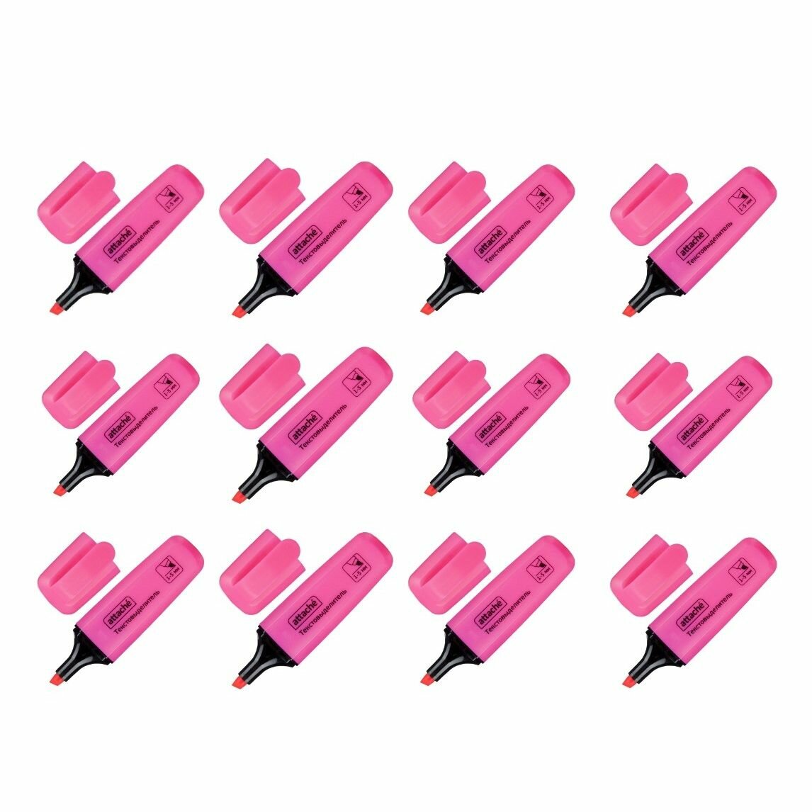 Attache Маркер текстовыделитель Palette, 1-5мм, розовый, 12 шт.