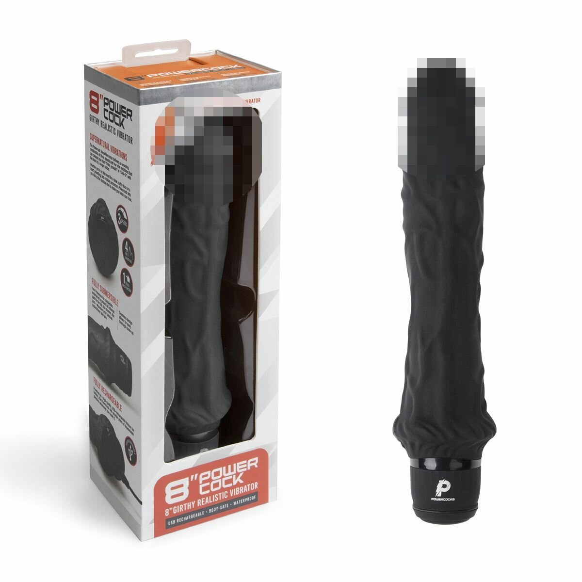 Классический массажер 8 Girthy Realistic Vibrator черный