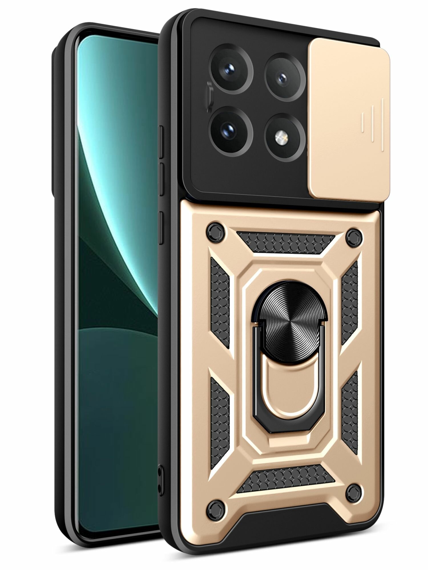 Чехол противоударный armors для Xiaomi Poco X6 Pro 5G / Поко Х6 Про 5G с защитой камеры (Золотой)