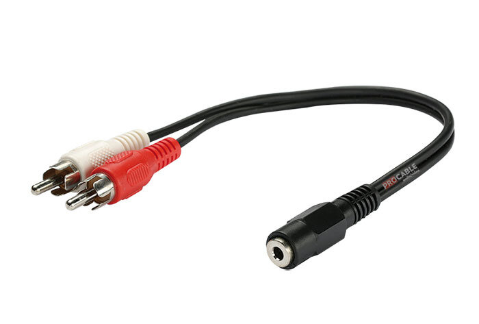 Гибкий переходник 3.5мм гнездо - 2 RCA штекер, 0.2 метра