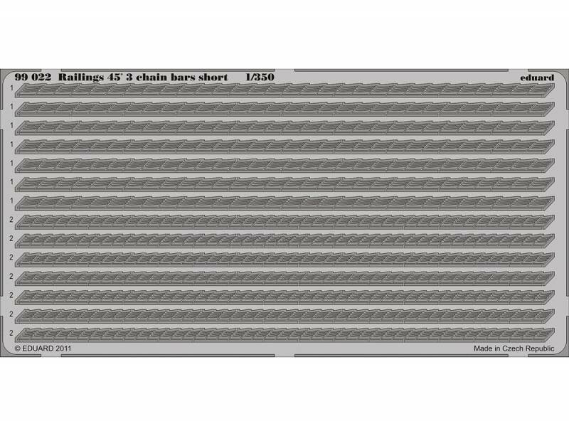 Фототравление 3-х леерное цепное ограждение под углом 45´ короткое. Масштаб 1:350