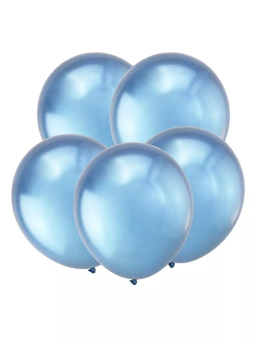 Синий, Зеркальные шары / Mirror Blue, латексный шар (5"/12,5 см ) 50 шт. / Веселуха, Турция