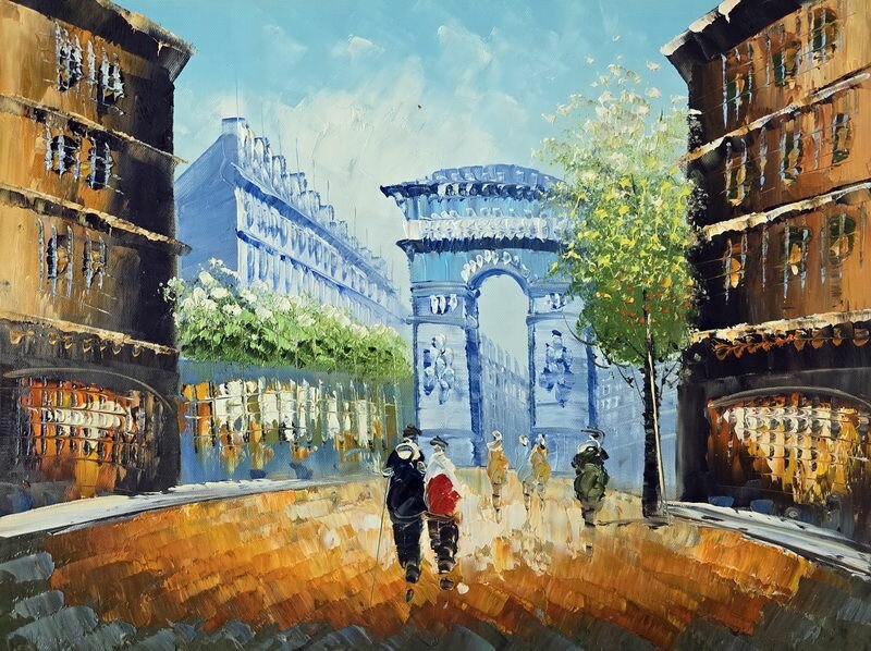 Картина маслом ручной работы на подрамнике 30х40 см "Париж"