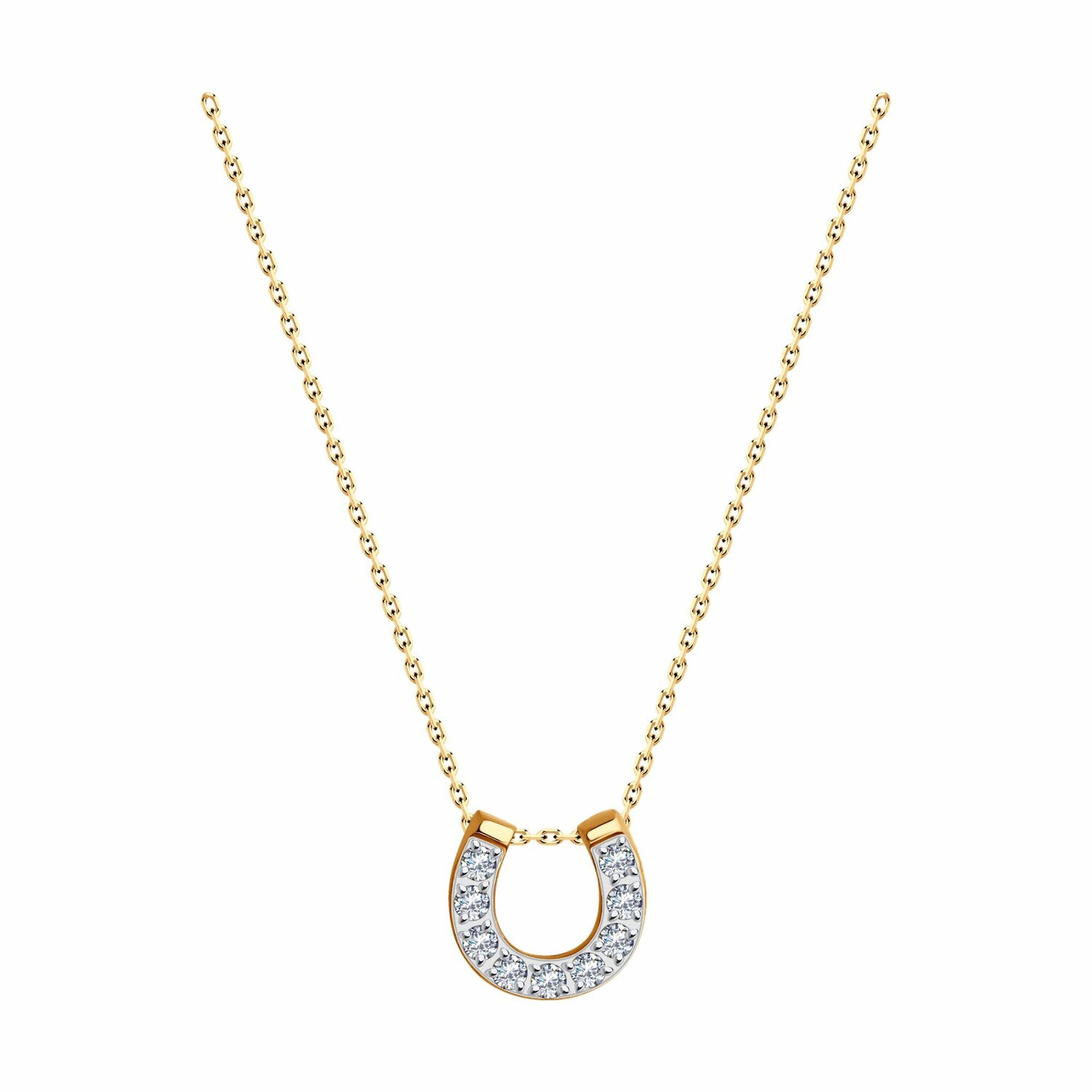 Колье, красное золото, 585 проба, фианит