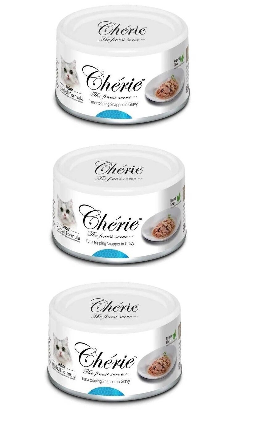 Консервы для кошек Pettric Cherie Hairball Control тунец С луцианом В подливе Tuna topping Snapper in Gravy 80 гр*12 шт