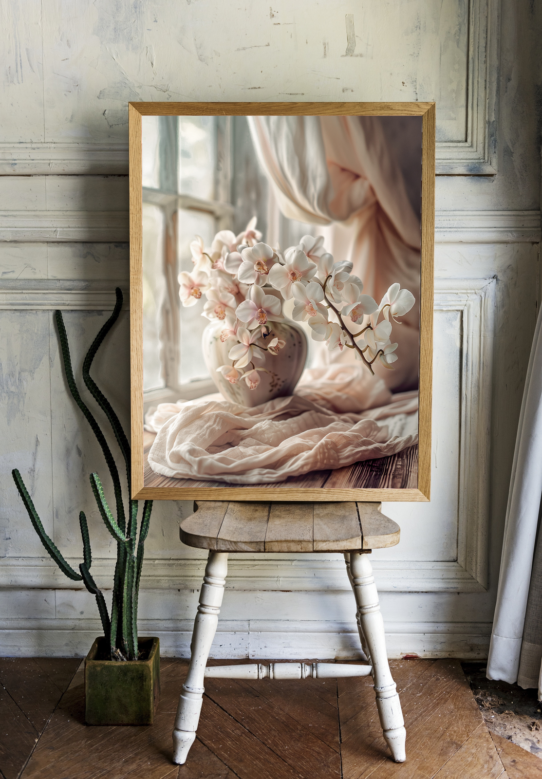 Постер "Ваза с белыми цветами" 40x50 без рамы