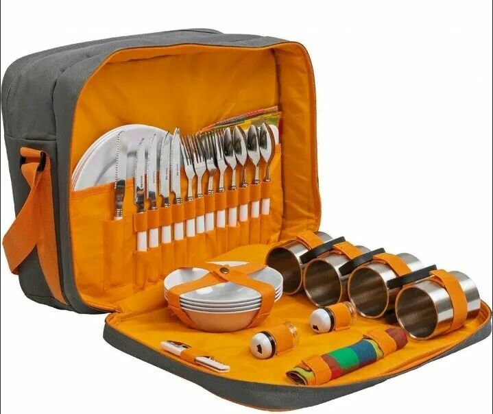 Набор для пикника Helios Premier PR425-4, на 4 персоны, серый