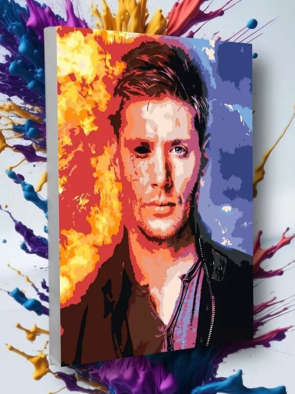 Картина по номерам Дин Винчестер Сверхъестественное Сериал Огонь Лед 40х50