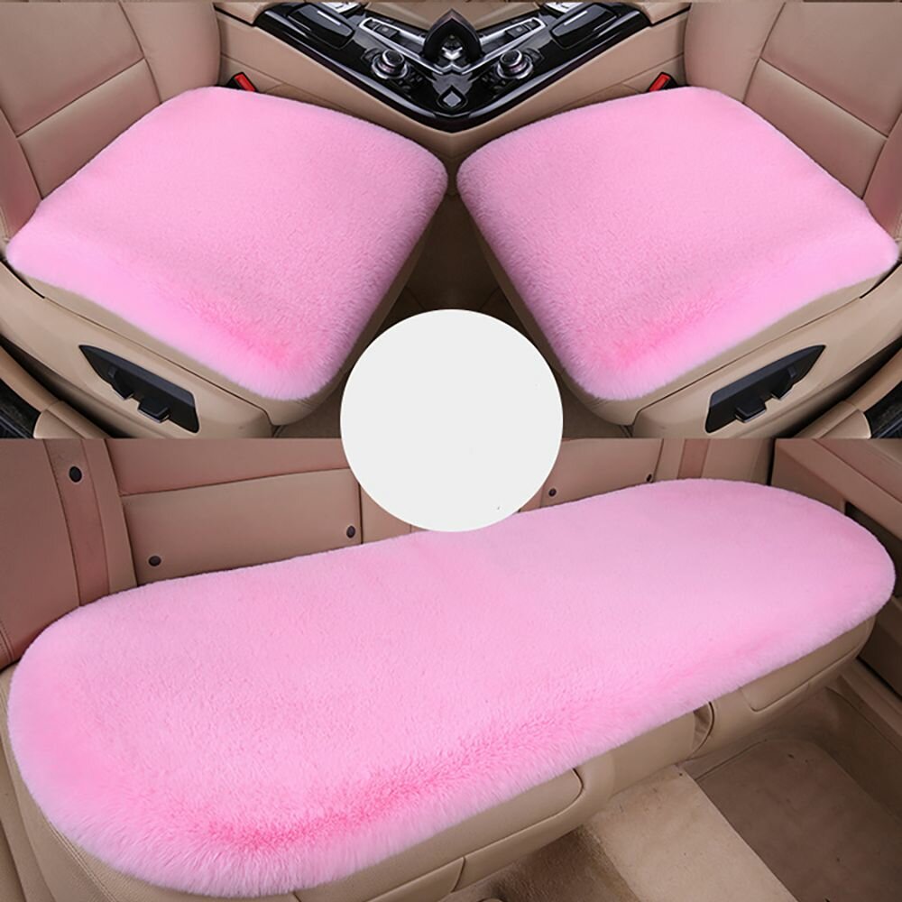 Подушка для автомобильного сиденья, мягкий теплый зимний чехол для автокресла из искусственного кроличьего меха, пушистая плюшевая защитная накладка для автомобильного сиденья с нескользящей подложкой