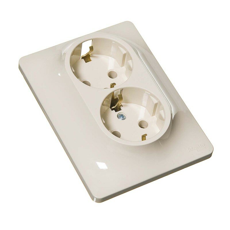 Серия SCHNEIDER GLOSSA крем розетка 2-я с/з в сборе GSL000224
