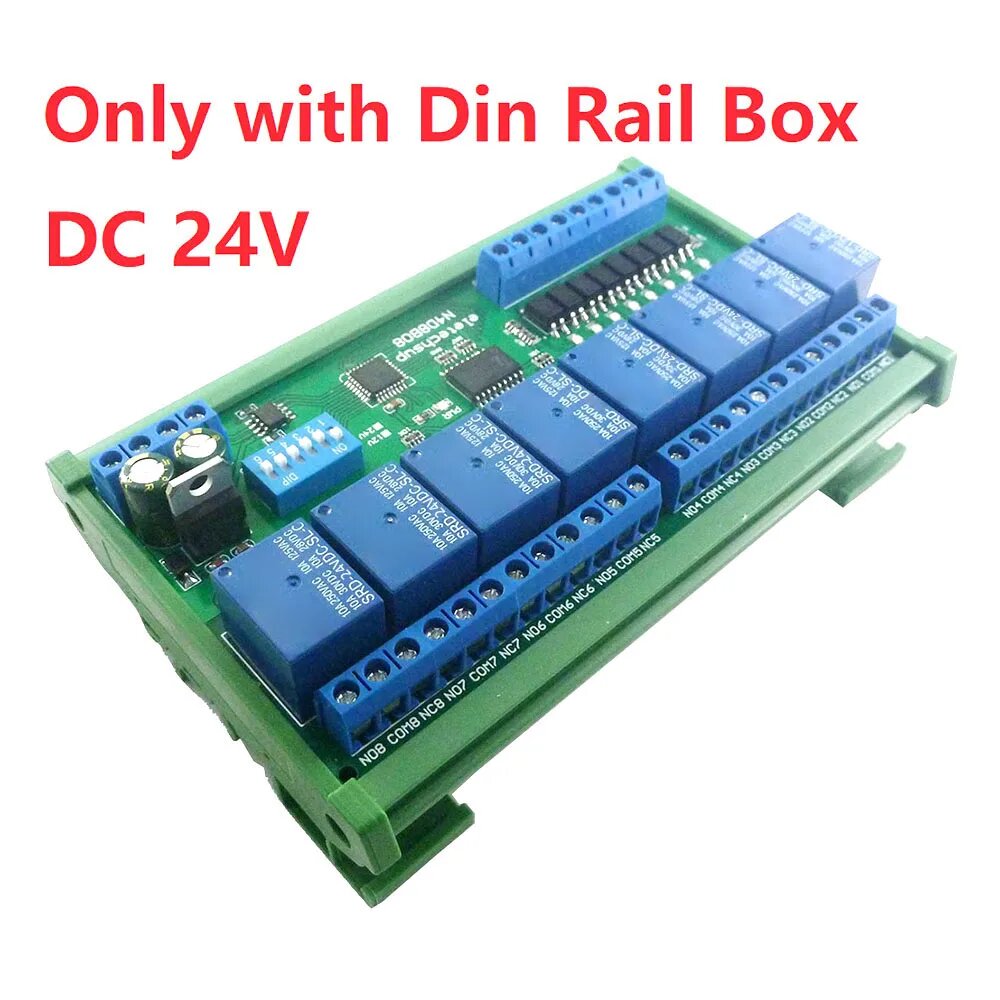 Модуль реле 8-канальный Modbus DC 24V с Din Rail Box