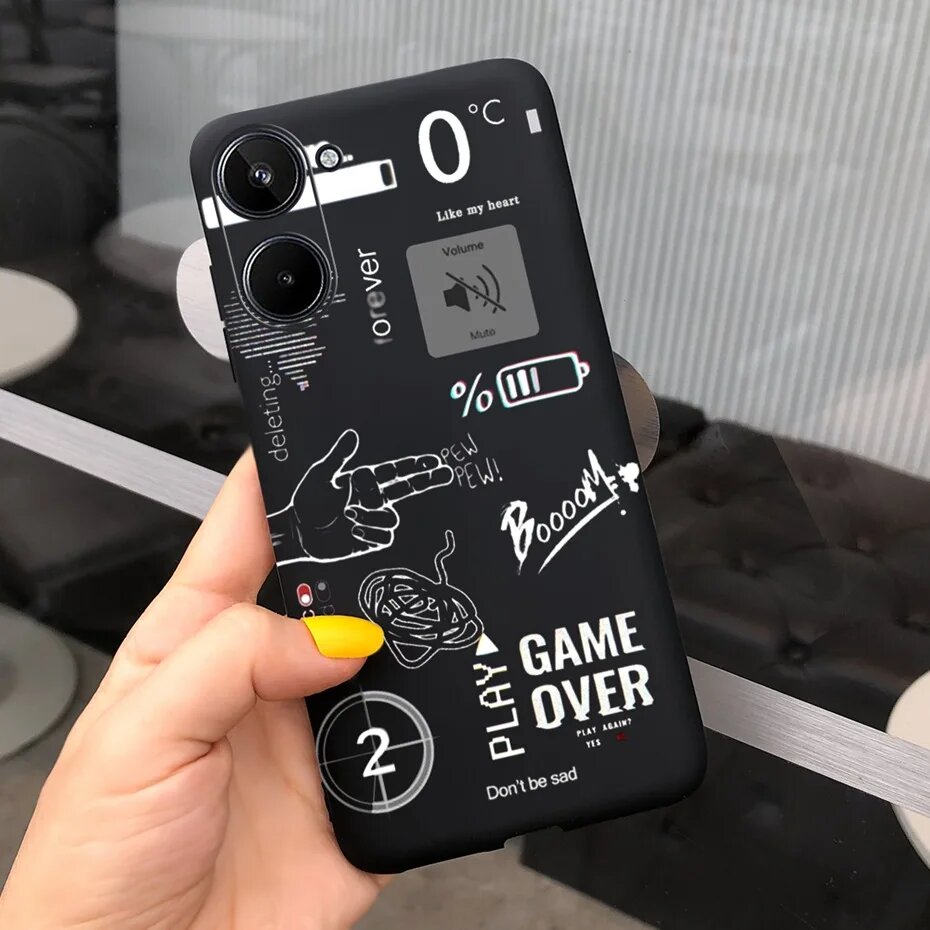 Черный чехол Realme 10 с принтом, TPU