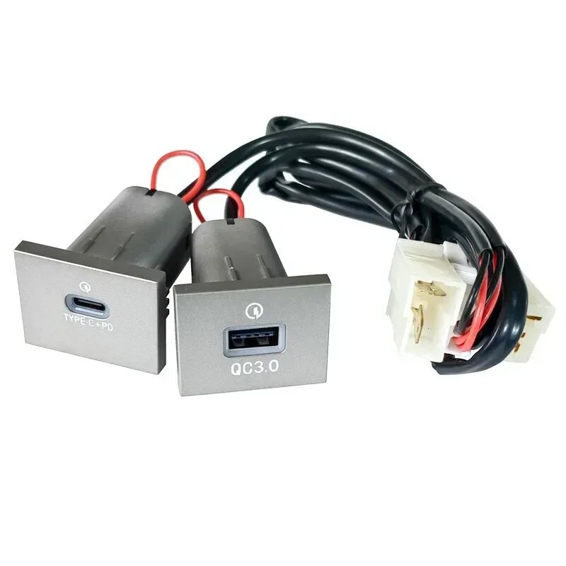 Серебряная USB-розетка для автомобильного зарядного устройства 12 В/24 В, USB-разъем для зарядки, адаптер питания PD Type C для Ford Focus 2 2004-2010 mk2, аксессуары