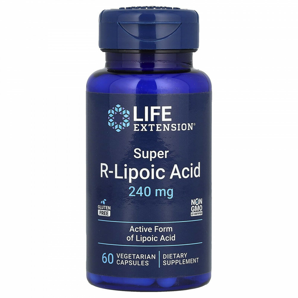Life Extension, супер R-липоевая кислота, 240 мг, 60 вегетарианских капсул